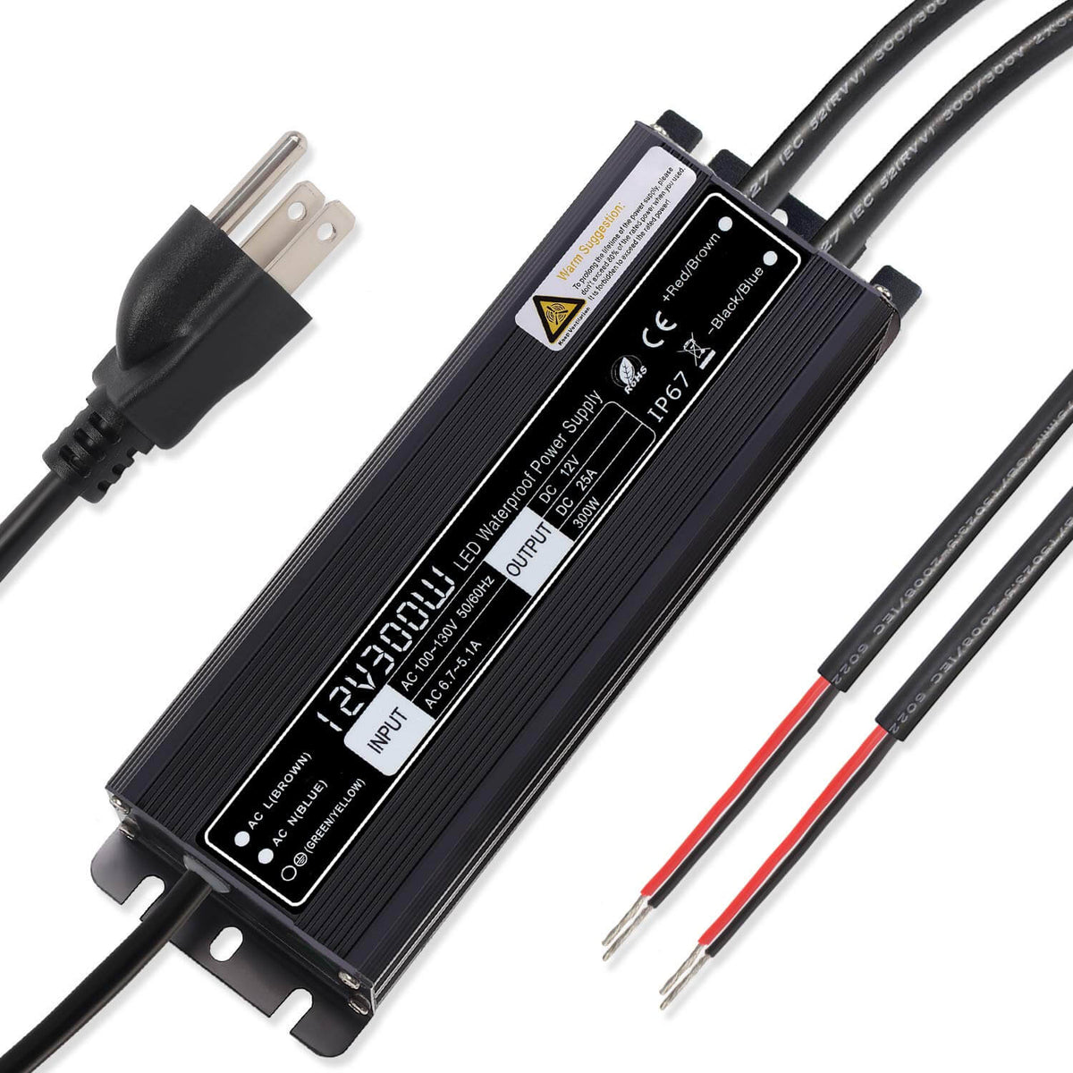 120V to 12V DC Constant Voltage 300W Waterproof LED Power Supply Trans ...