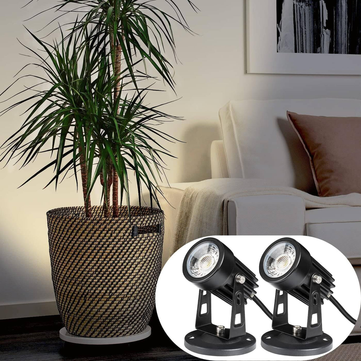 120V Warm White Indoor LED Spot Lights With 5.9 FT Cord & Floor Foot S ...