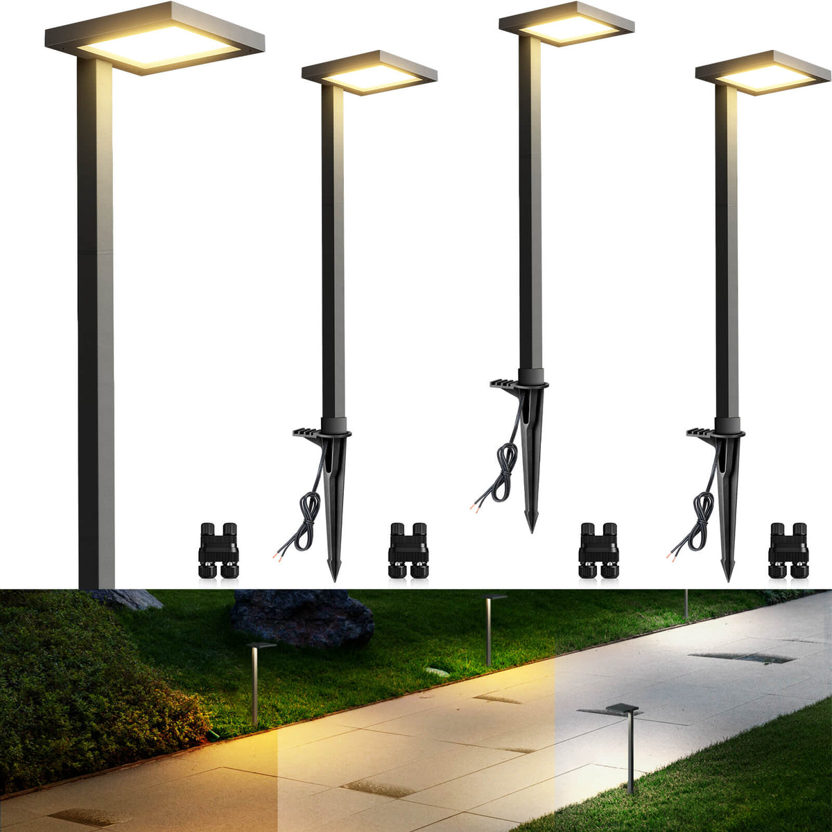 Low Voltage Anti-Glare 3CCT LED Landscape Path Lights 4 Pack LDATB-05 ...