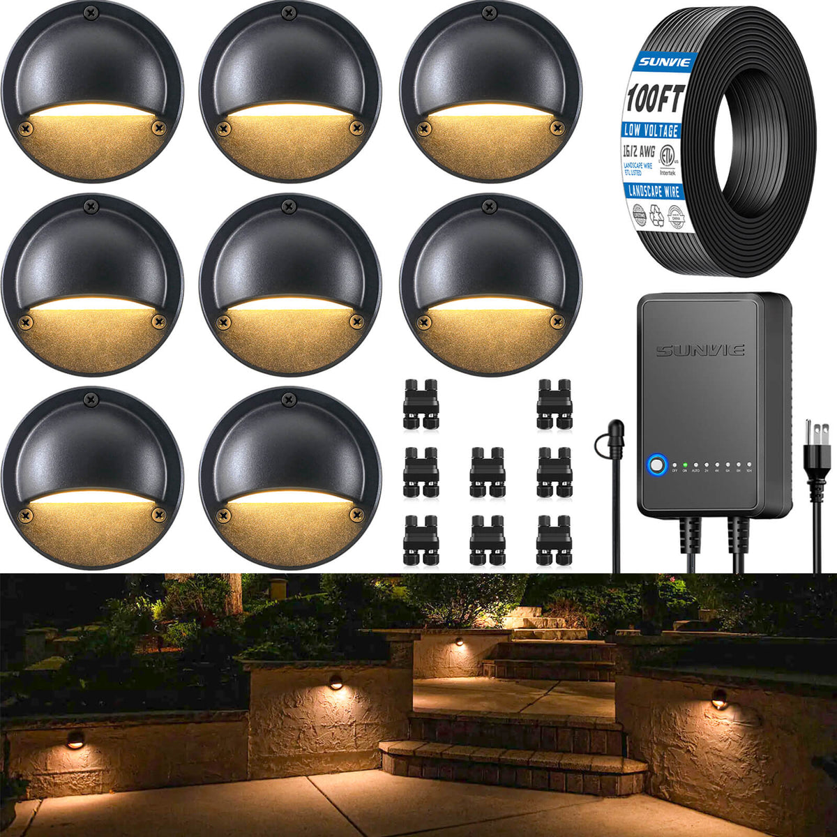 All-In-One Low Voltage Deck Lights Kit with Transformer, Wire & Connec ...